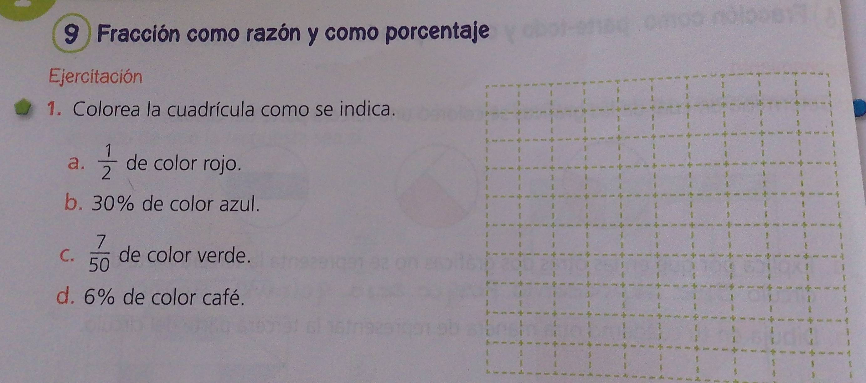 Resuelto:Fracción como razón y como porcentaje Ejercitación 1. Colorea ...