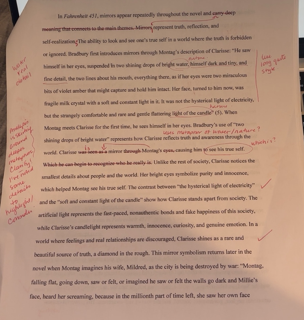 Solved: In Fahrenheit 451, mirrors appear repeatedly throughout the ...