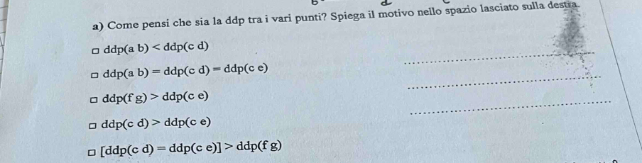 Risolto:Come pensi che sia la ddp tra i vari punti? Spiega il motivo ...