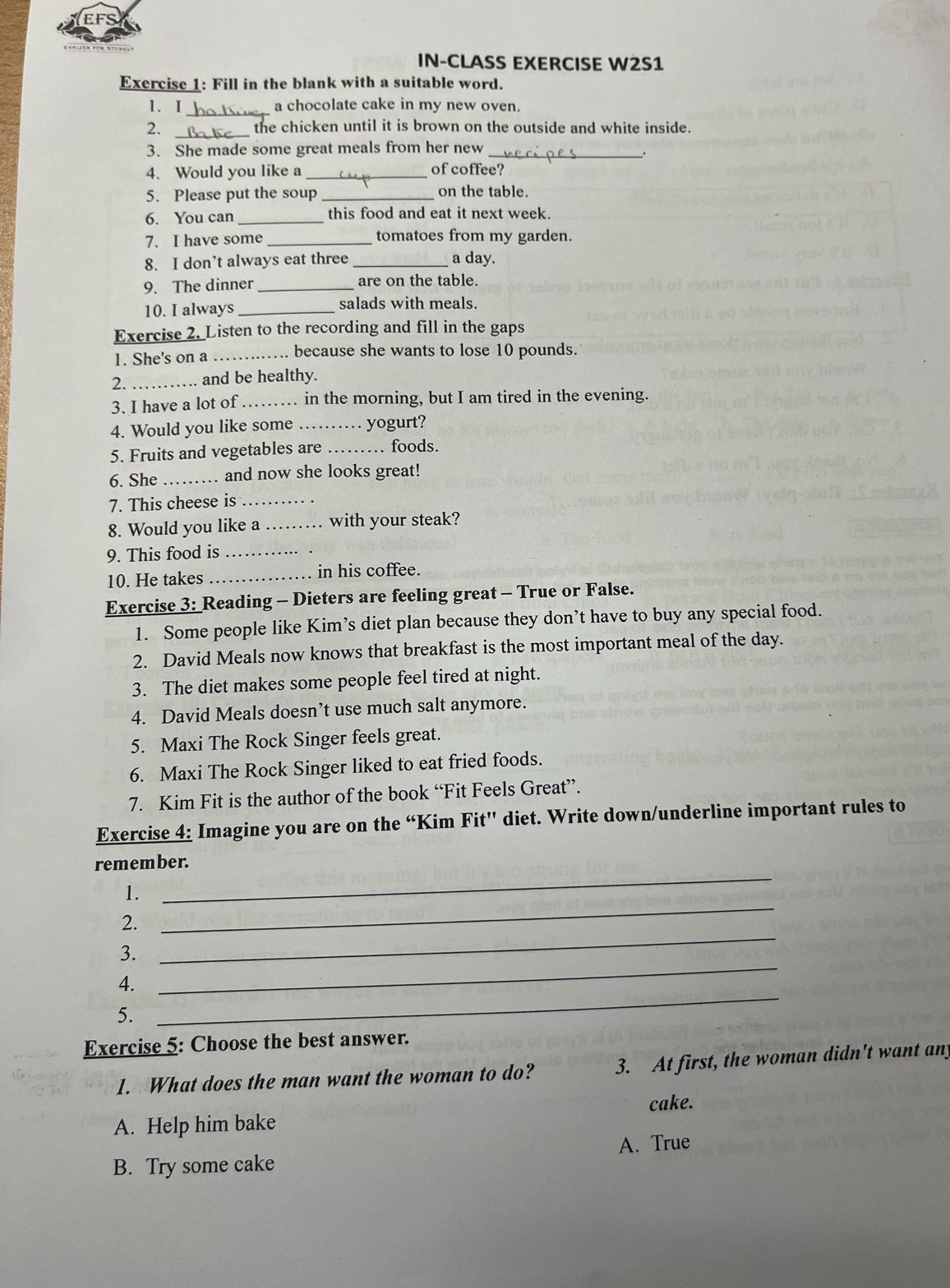 Giải quyết:EFS IN-CLASS EXERCISE W2S1 Exercise 1: Fill in the blank ...