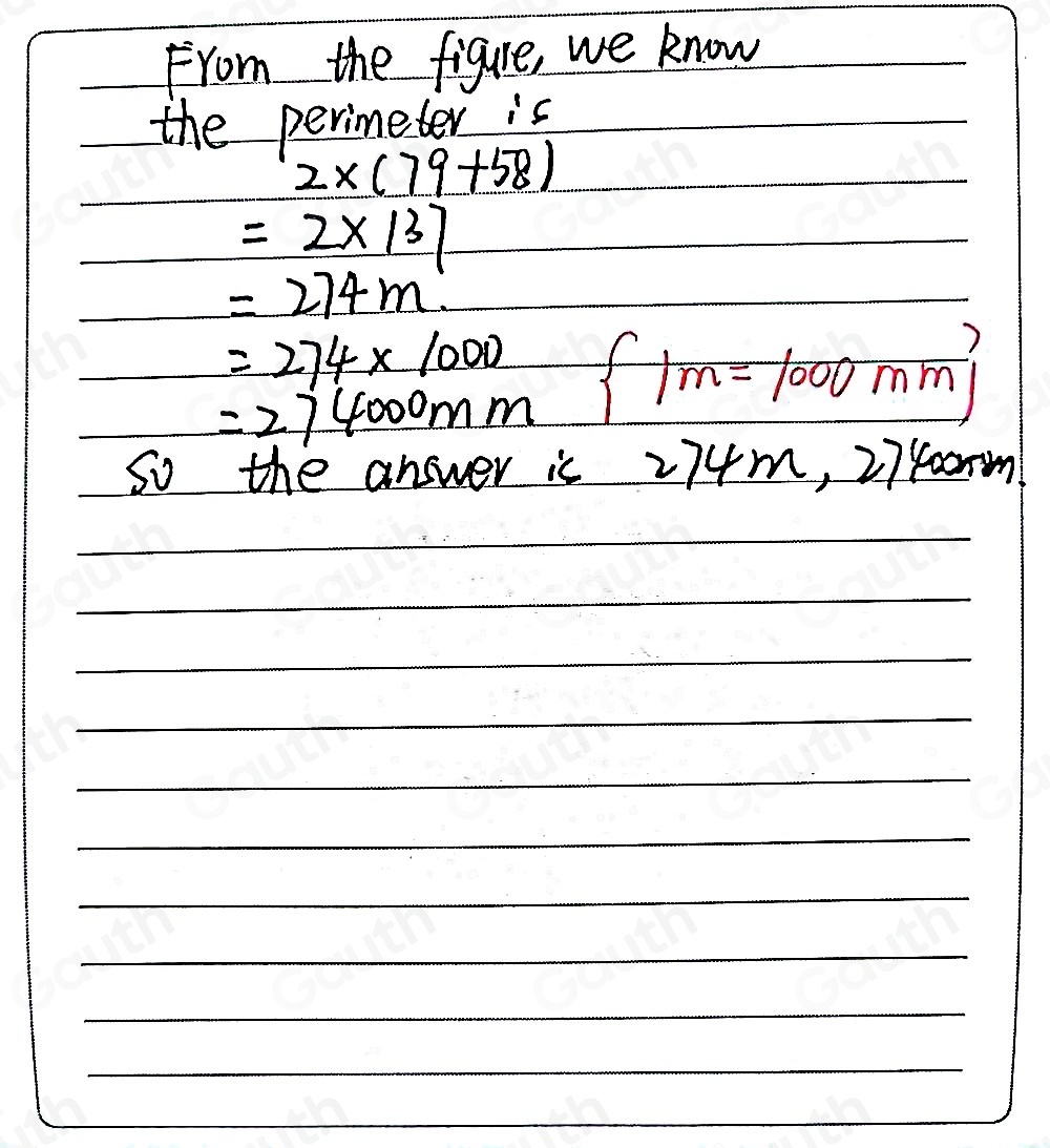 Solved: Find the perimeter of the figure shown above. (The figure is ...