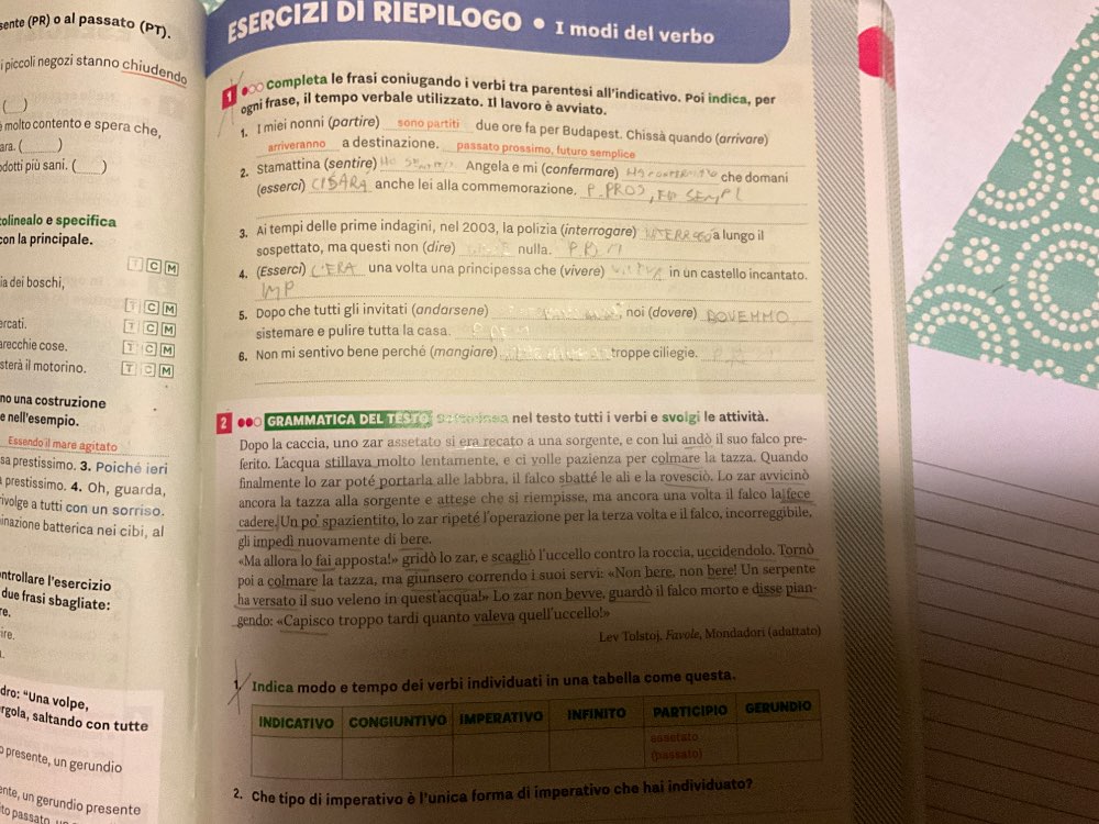 Risolto:sente (PR) o al passato (PT). ESERCIZI DI RIEPILOGO I modi del ...