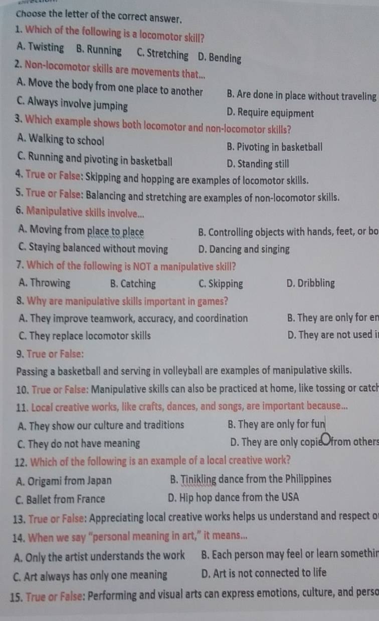 Solved: Choose the letter of the correct answer. 1. Which of the ...