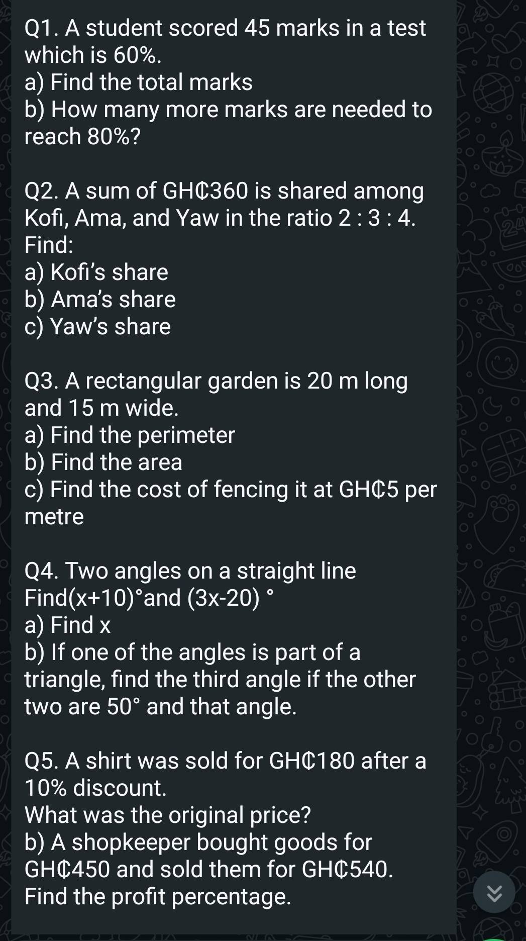 Solved: A student scored 45 marks in a test which is 60%. a) Find the ...