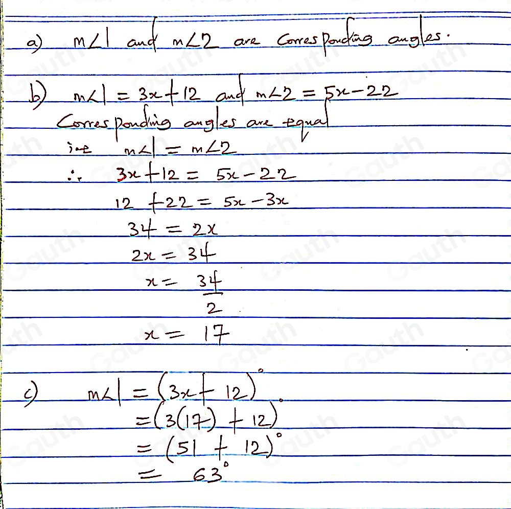 Solved: In the diagram below, lines m and n are parallel and are ...