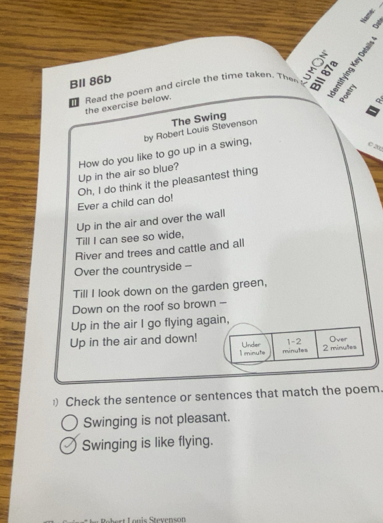 Solved: BIl 86b ∵ ª Read the poem and circle the time taken. Then : ∞ ...