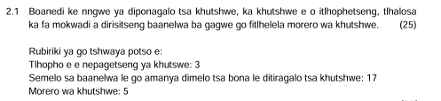 2.1 Boanedi ke nngwe ya diponagalo tsa khutshwe, ka khutshwe e o ...