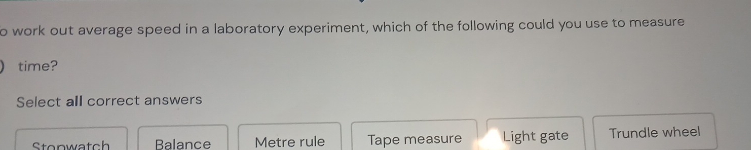 Solved: work out average speed in a laboratory experiment, which of the ...