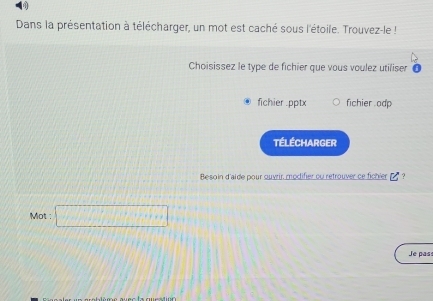 Résolu :Dans la présentation à télécharger, un mot est caché sous l ...