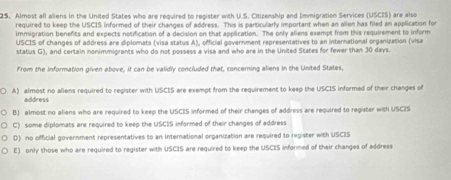 Solved: Almost all aliens in the United States who are required to ...