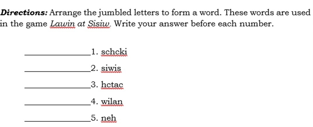 Solved: Directions: Arrange the jumbled letters to form a word. These ...
