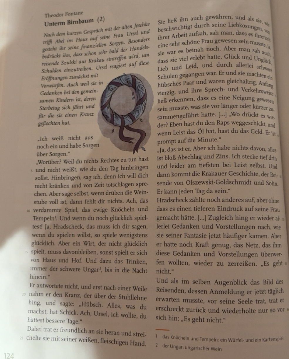 Gelöst:Theodor Fontane Unterm Birnbaum (2) Sie ließ ihn auch gewähren ...