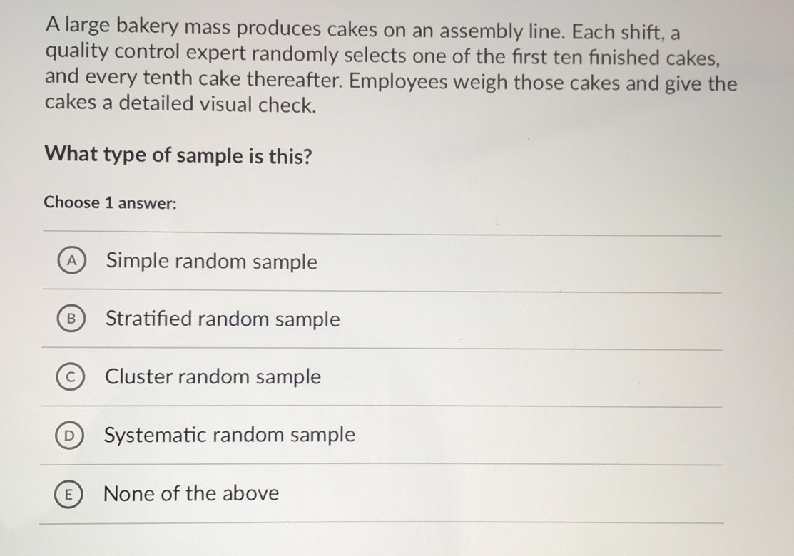 แก้ไขแล้ว:A large bakery mass produces cakes on an assembly line. Each ...