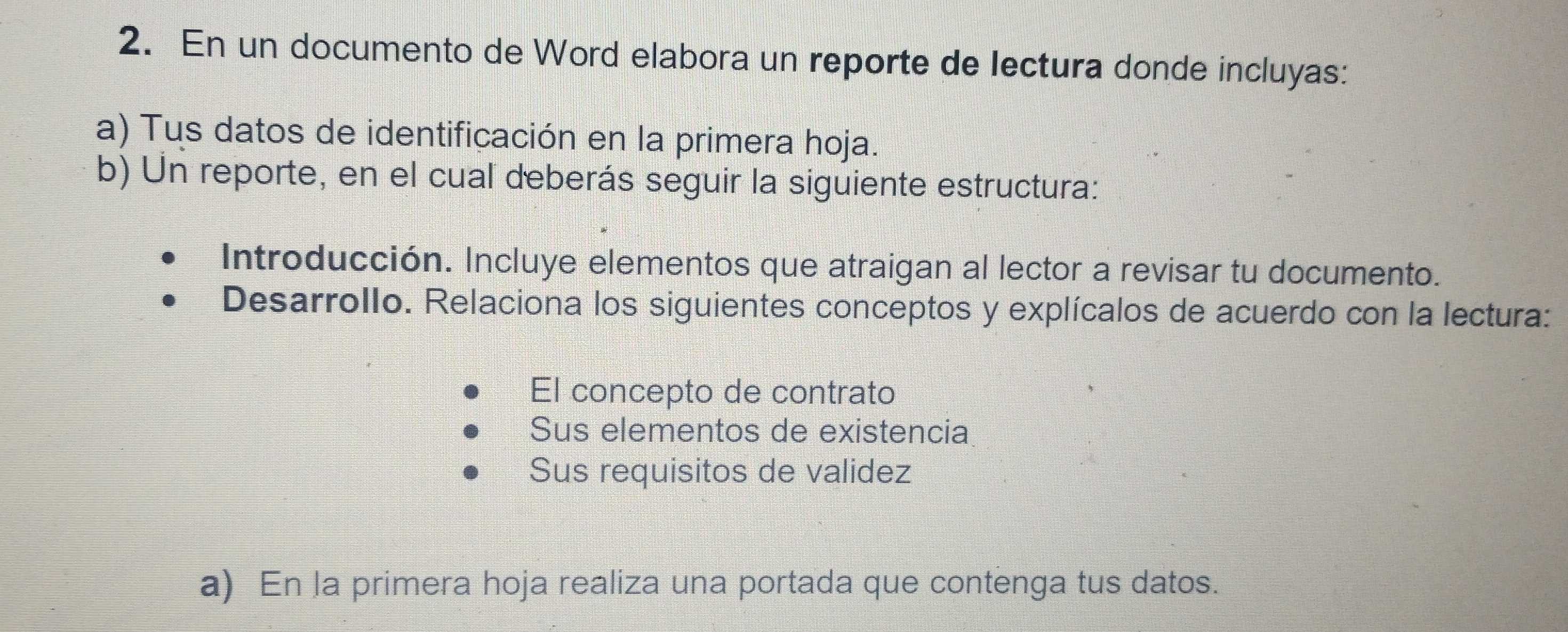 Resuelto:En un documento de Word elabora un reporte de lectura donde ...
