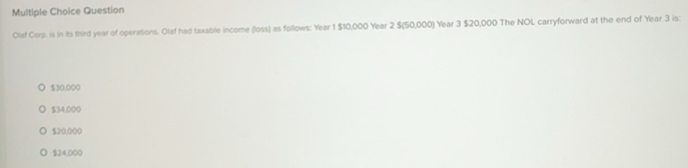 Solved: Question Olaf Corp. is in its third year of operations. Olaf ...