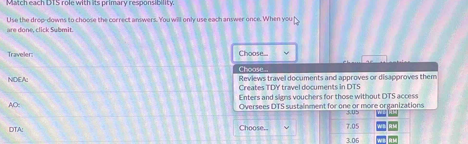 Solved: Match each DTS role with its primary responsibility. Use the ...
