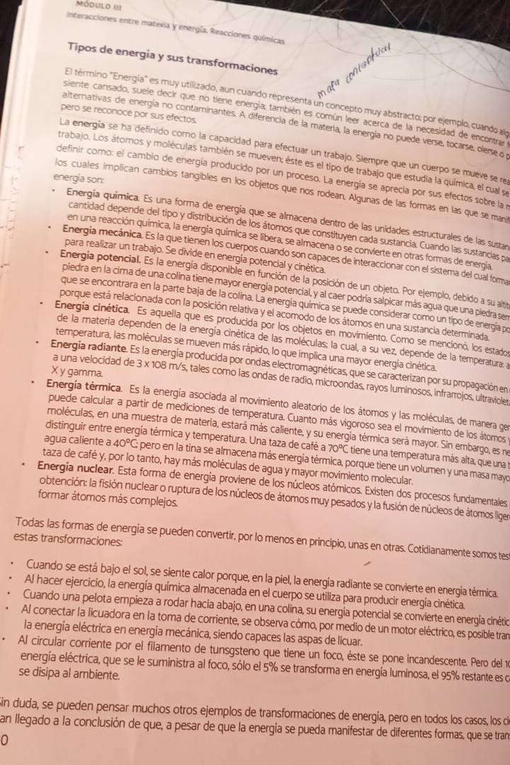 Resuelto:MóDULO III Interacciones entre materia y energía. Reacciones ...