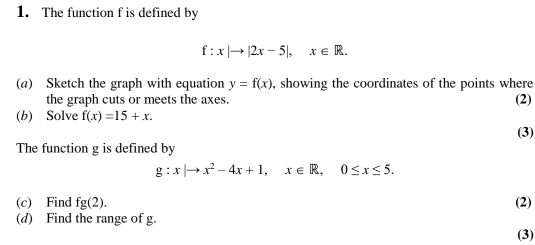 Solved: The function f is defined by f:x|to |2x-5|, x∈ R. (a) Sketch ...