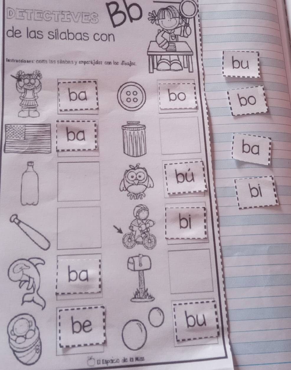 Resuelto:DETECTIVES Bb de las sílabas con Instrucdiones: corta las ...