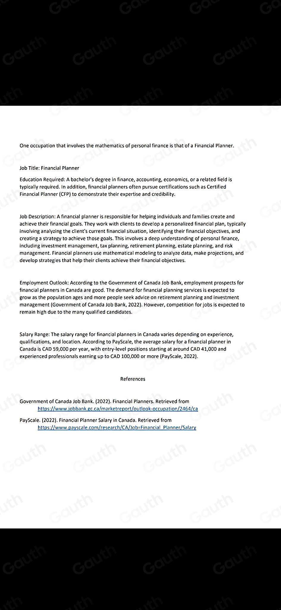 Solved: Research one occupation that involves the mathematics of ...