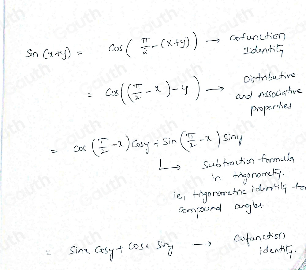 Solved: Complete the proof of the sine sum formula, sin (x+y)=sin xcos ...