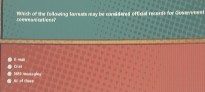 Solved: Which of the following formats may be considered official ...