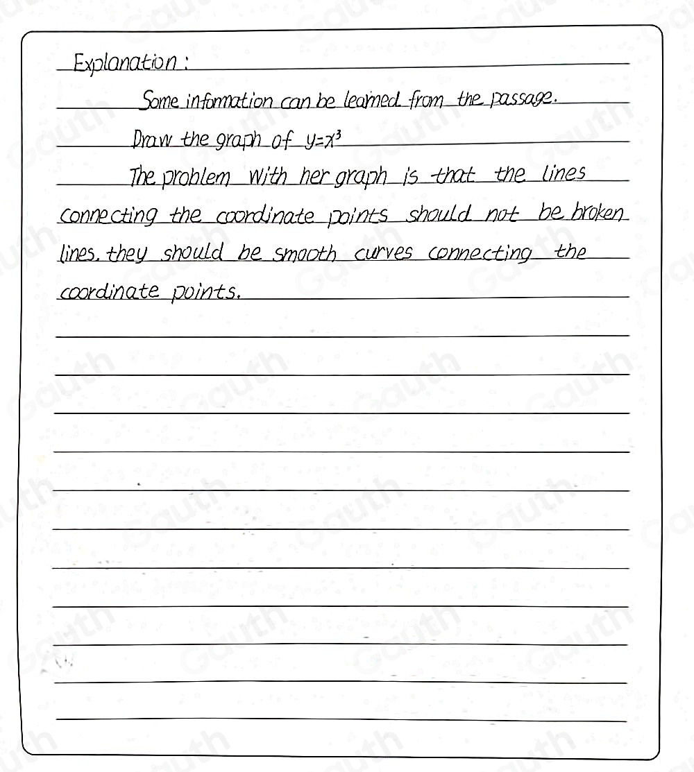 Solved: Alice is asked to draw the graph of y=x^3 Here is her graph. x ...