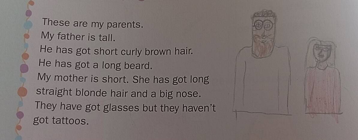 Risolto:These are my parents. My father is tall. He has got short curly ...