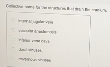 Solved: Collective name for the structures that drain the cranium ...