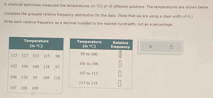 Solved: A chemical technician measured the temperatures (in°C) of 18 ...