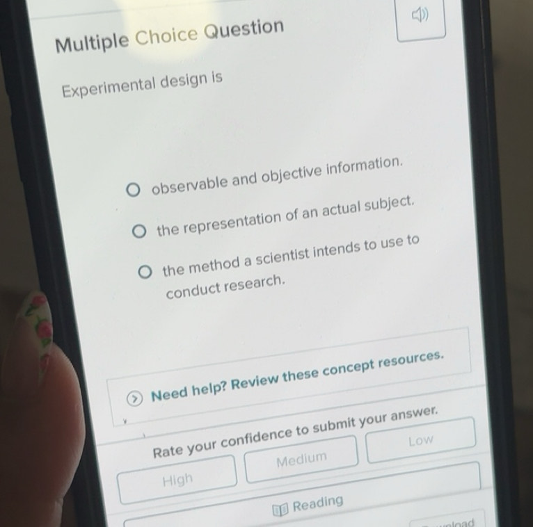 Solved: Question Experimental design is observable and objective information. the representation ...