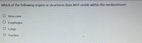 Solved: Which of the following organs or structures does NOT reside ...