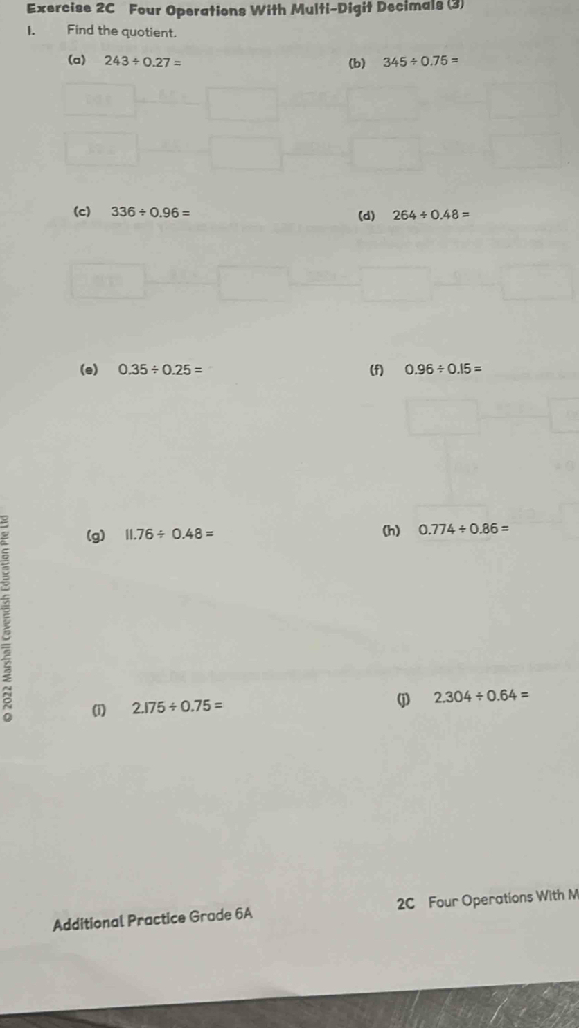 Solved: Four Operations With Multi-Digit Decimals (3) I. Find the ...