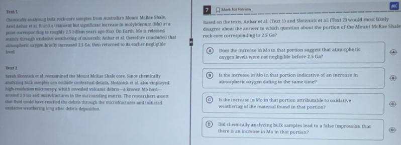 Solved: Text 1 7 Mark for Review Chemically analyzing bulk rock-core ...