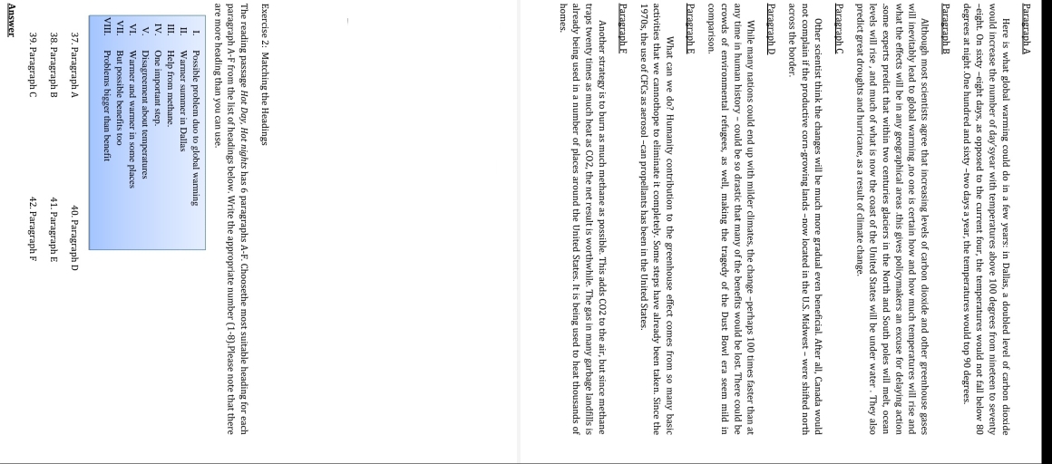 Solved: Paragraph A Here is what global warming could do in a few years ...