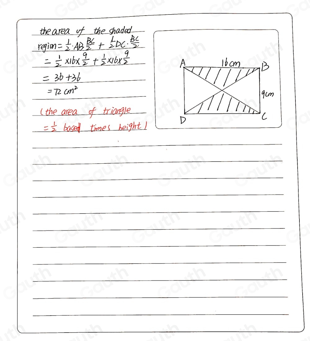 Selesai:The diagram shows a rectangle, ABCD. AC and BD are its ...