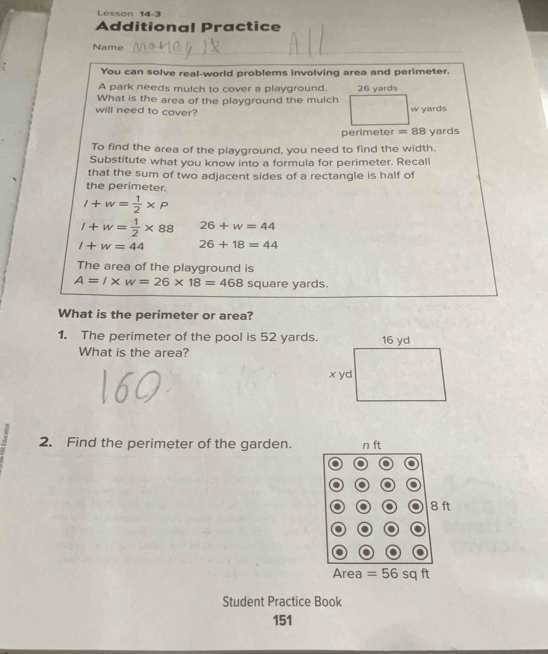 Solved: Lesson 14-3 Additional Practice Name_ You can solve real-world ...