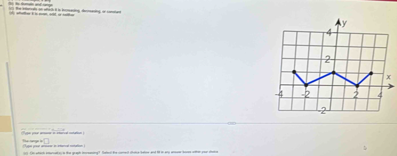 Solved: its domain and range (c). the interxals on which it is ...