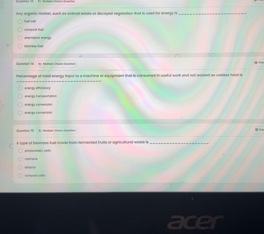 Solved: == Multiple Choice Question Any organic matter, such as animal ...