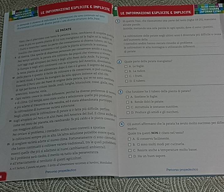 Risolto:LE INFORMARIONI ESPLICITE E IMPLICITE LE INFORMAZIONI ESPLICITE ...