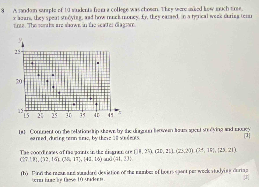 Solved: A random sample of 10 students from a college was chosen. They ...
