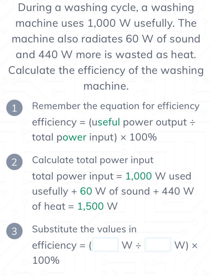 Solved: During a washing cycle, a washing machine uses 1,000 W usefully ...