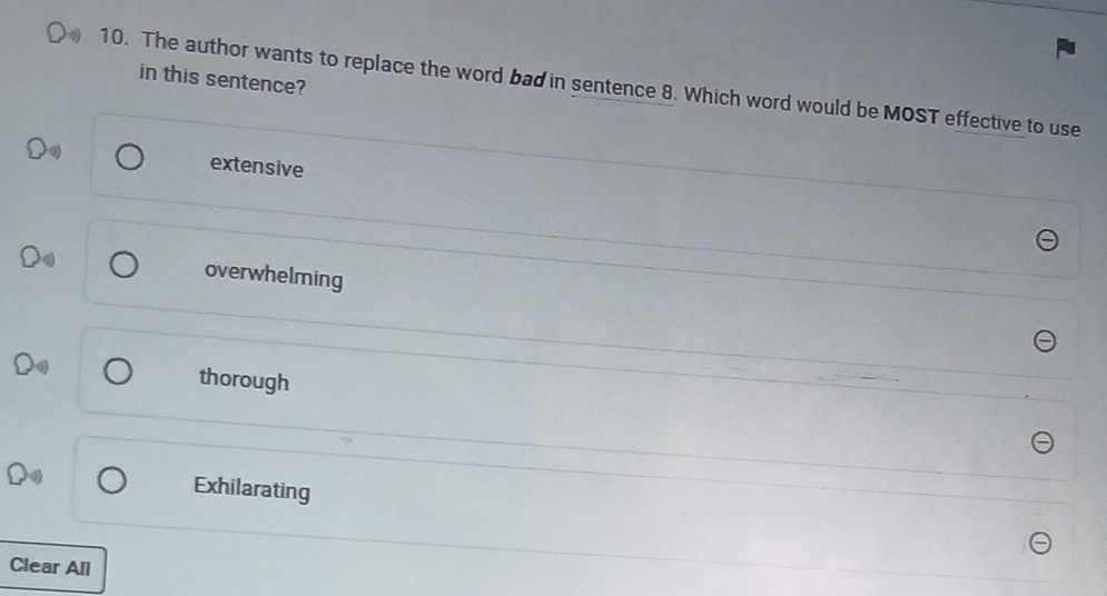 Solved: The author wants to replace the word bad in sentence 8. Which ...