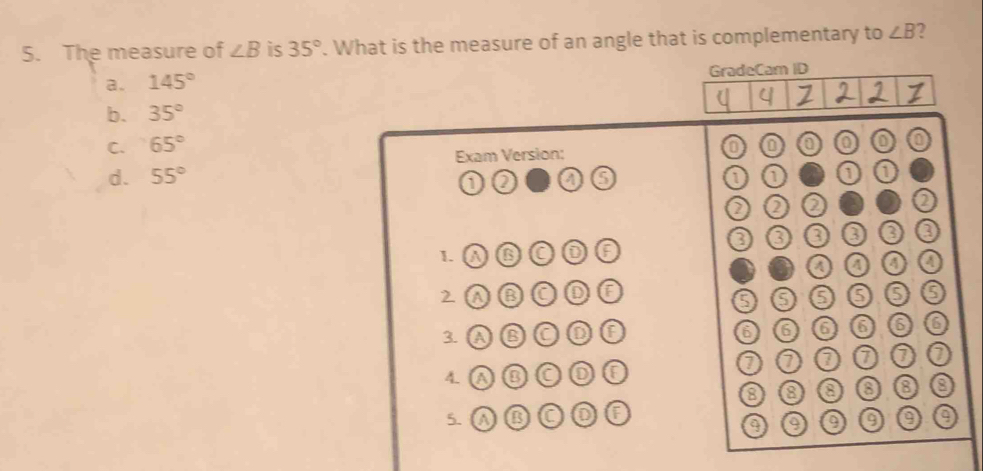 Solved: The measure of ∠ B is 35°. What is the measure of an angle that ...