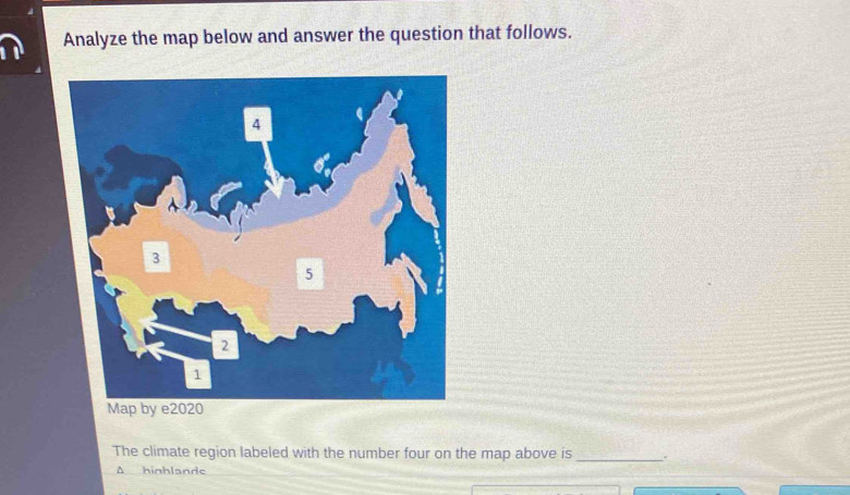 Solved: Analyze the map below and answer the question that follows. The climate region labeled ...