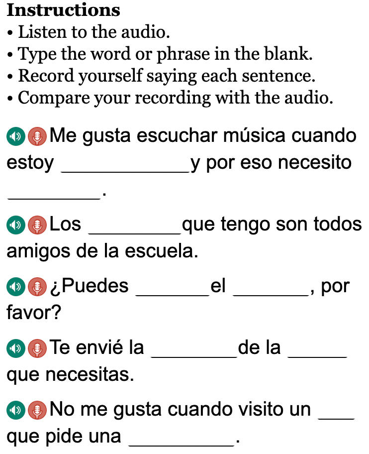 Solved: Instructions Listen to the audio. Type the word or phrase in ...