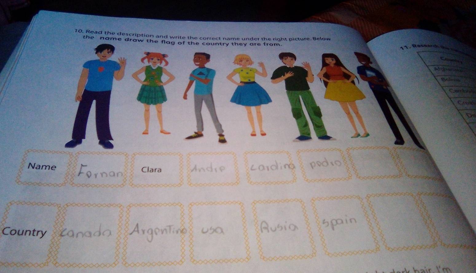 Resuelto:Read the description and write the correct name under the ...