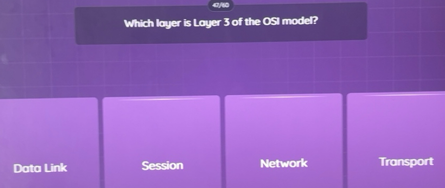 Solved: Which layer is Layer 3 of the OSI model? Data Link Session ...