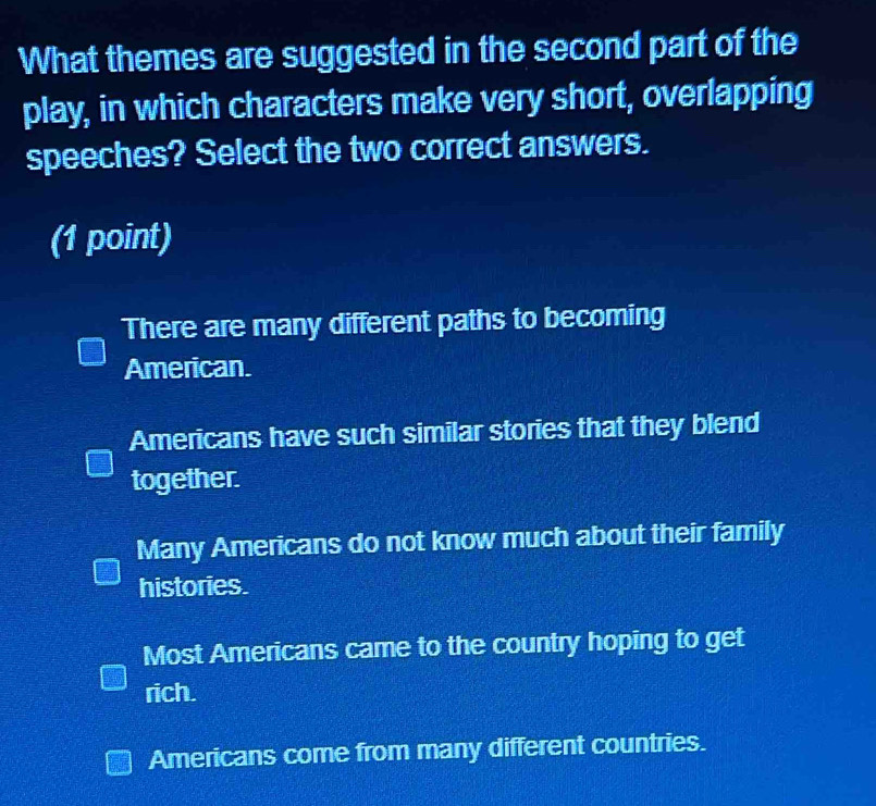Solved: What themes are suggested in the second part of the play, in ...