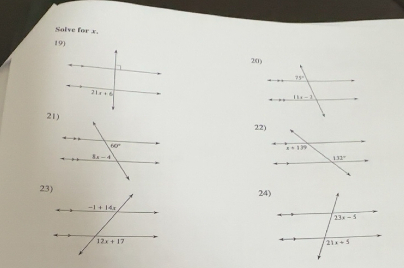 Solved: Solve for x. 19) 20) 22) 24) [Math]